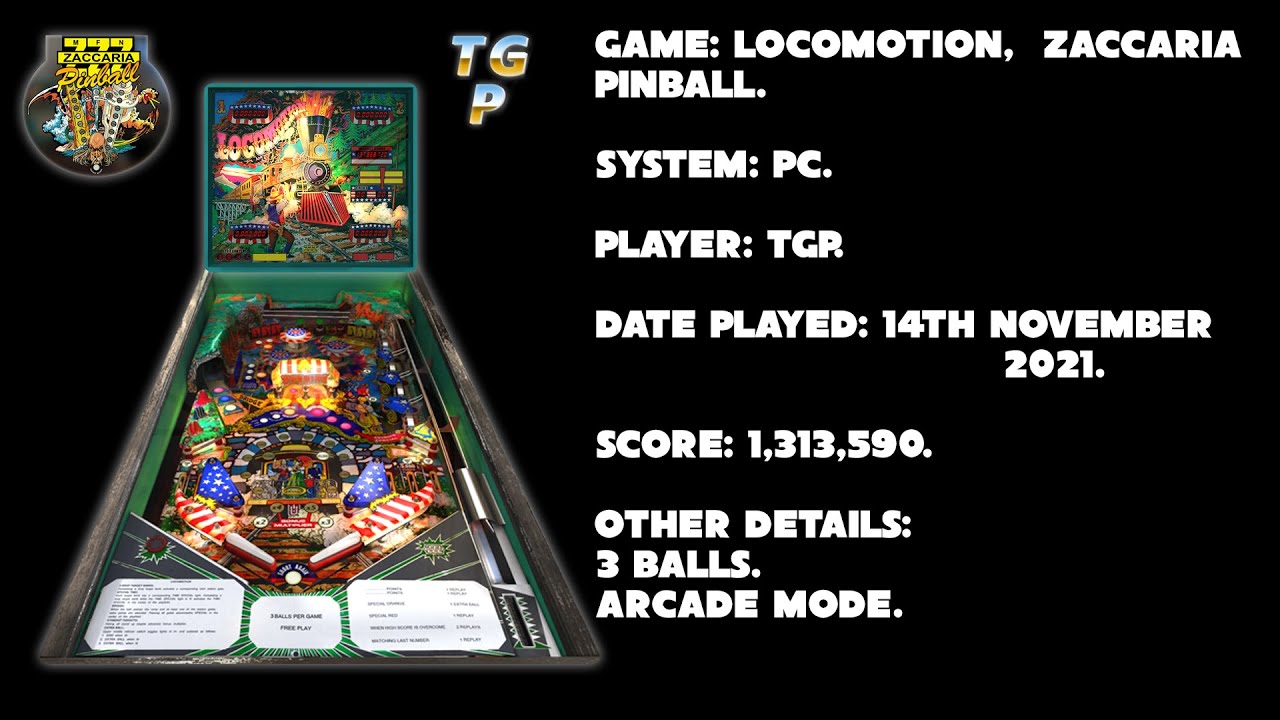 Locomotion - Zaccaria Pinball - Arcade mode, 3 balls - 1,313,590 points ...