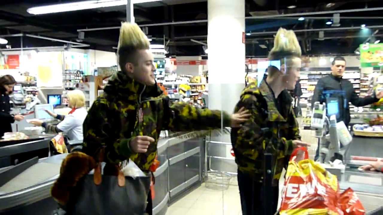 John and Edward (Jedward) at the check-out from Rewe! - YouTube