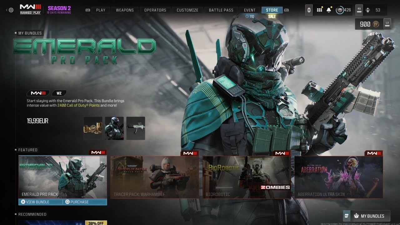 *New* Emerald Pro Pack MW3 - YouTube