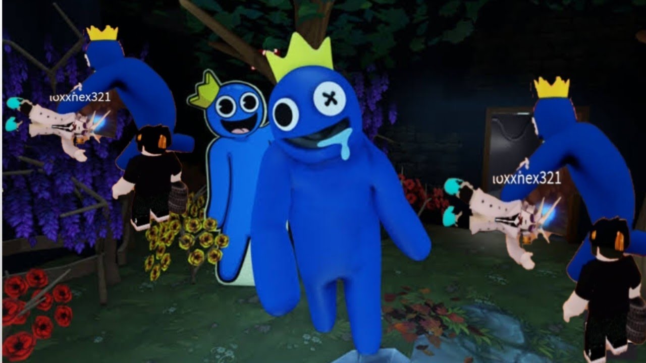 Rainbow🌈 friends blue jumps scares friends #roblox #friends - YouTube