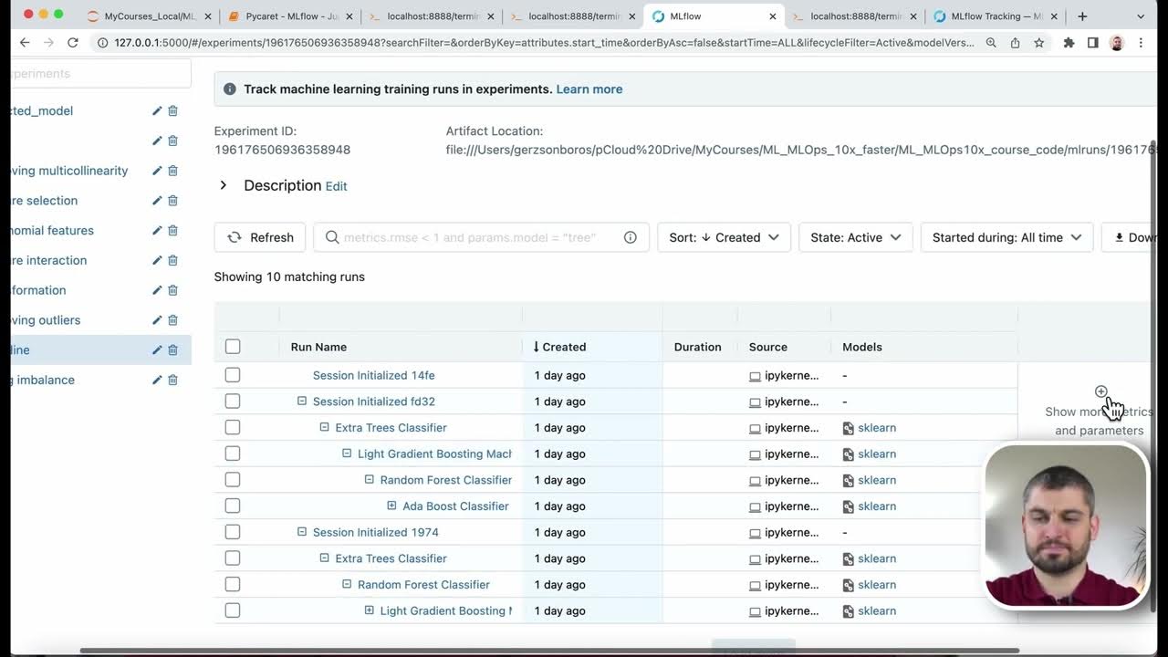 PyCaret - MLflow model tracking, save artifacts and show them on UI Dashboard - YouTube