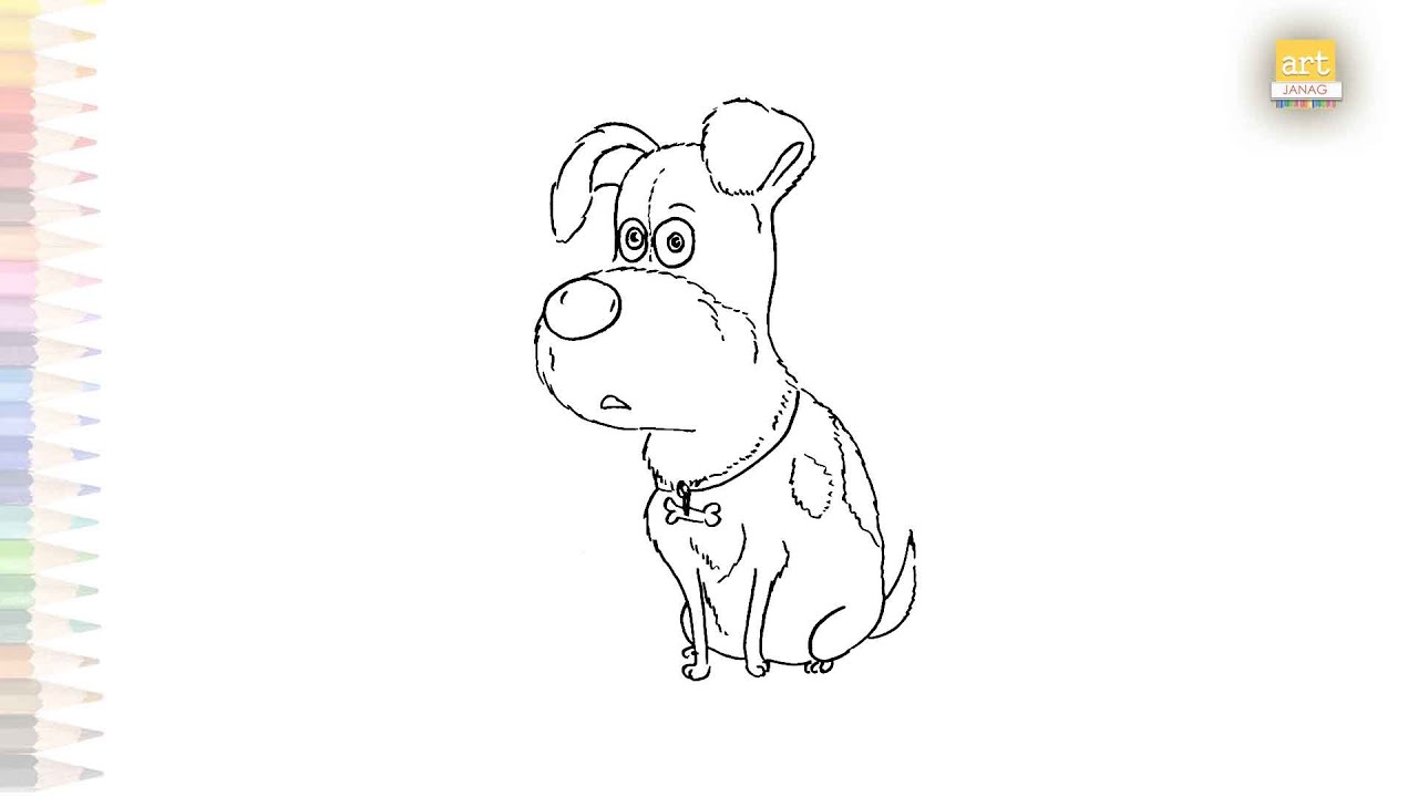 Max drawing from The Secret Life of Pets | How to draw Max cartoon dog ...