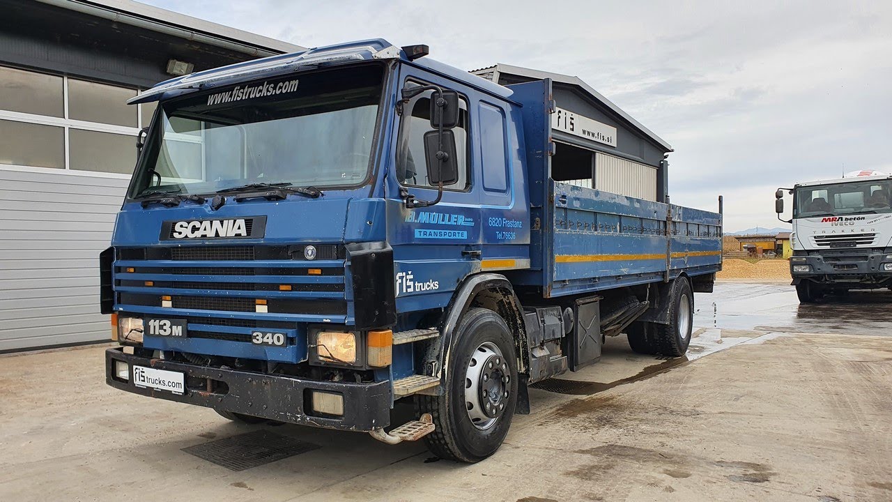 SCANIA P 113 340 4x2 stake body - FIŠ TRUCKS SLOVENIA - YouTube