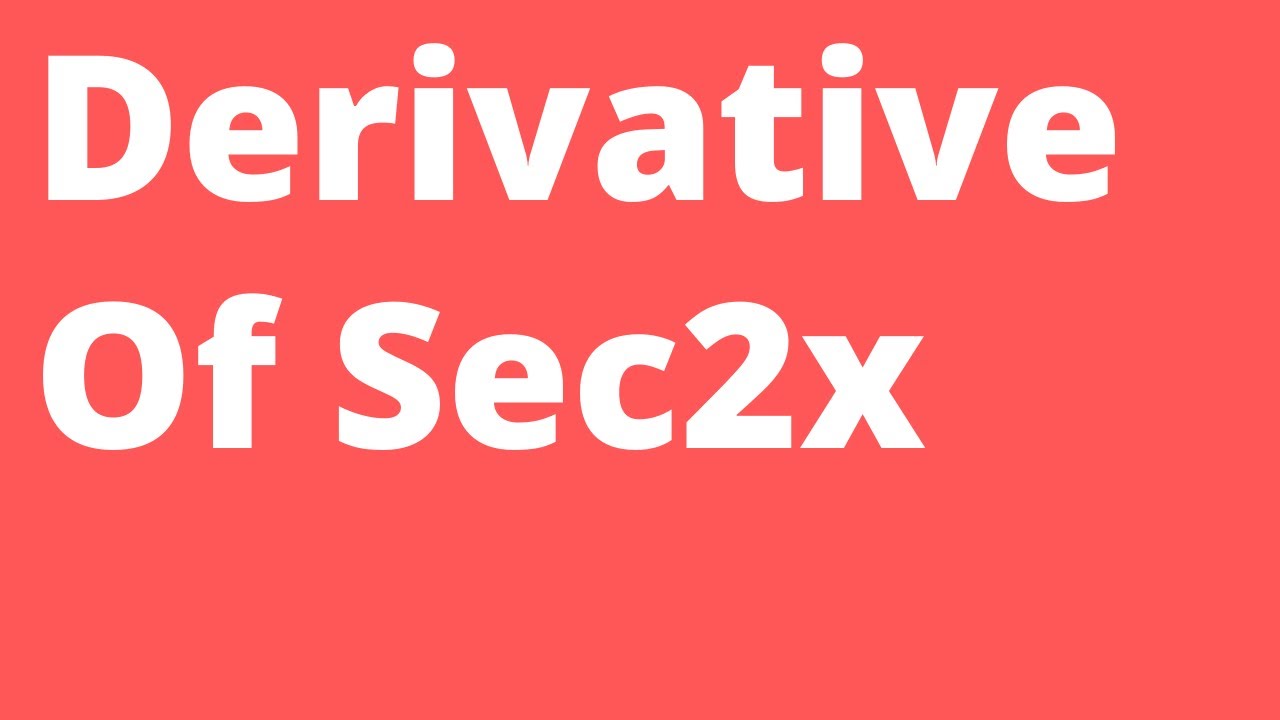 Derivative Of Sec2x In Hindi | Surendra Khilery - YouTube