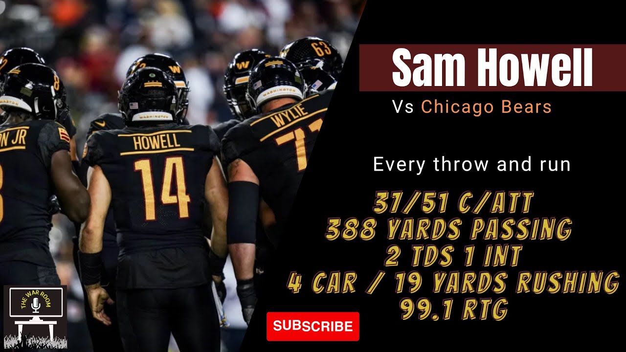 Sam Howell every throw and run | Washington Commanders vs Chicago Bears ...