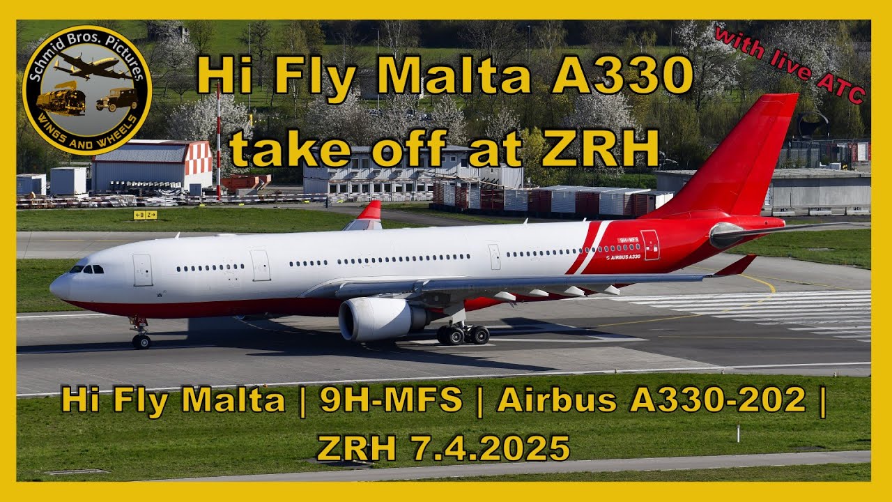 Hi Fly Malta Airbus A330-200 ''9H-MFS'' take off runway 28 at Zürich ...