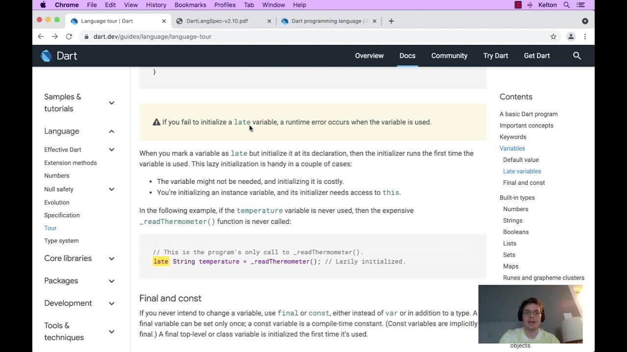 Dart Language Tour | Late Variables - YouTube