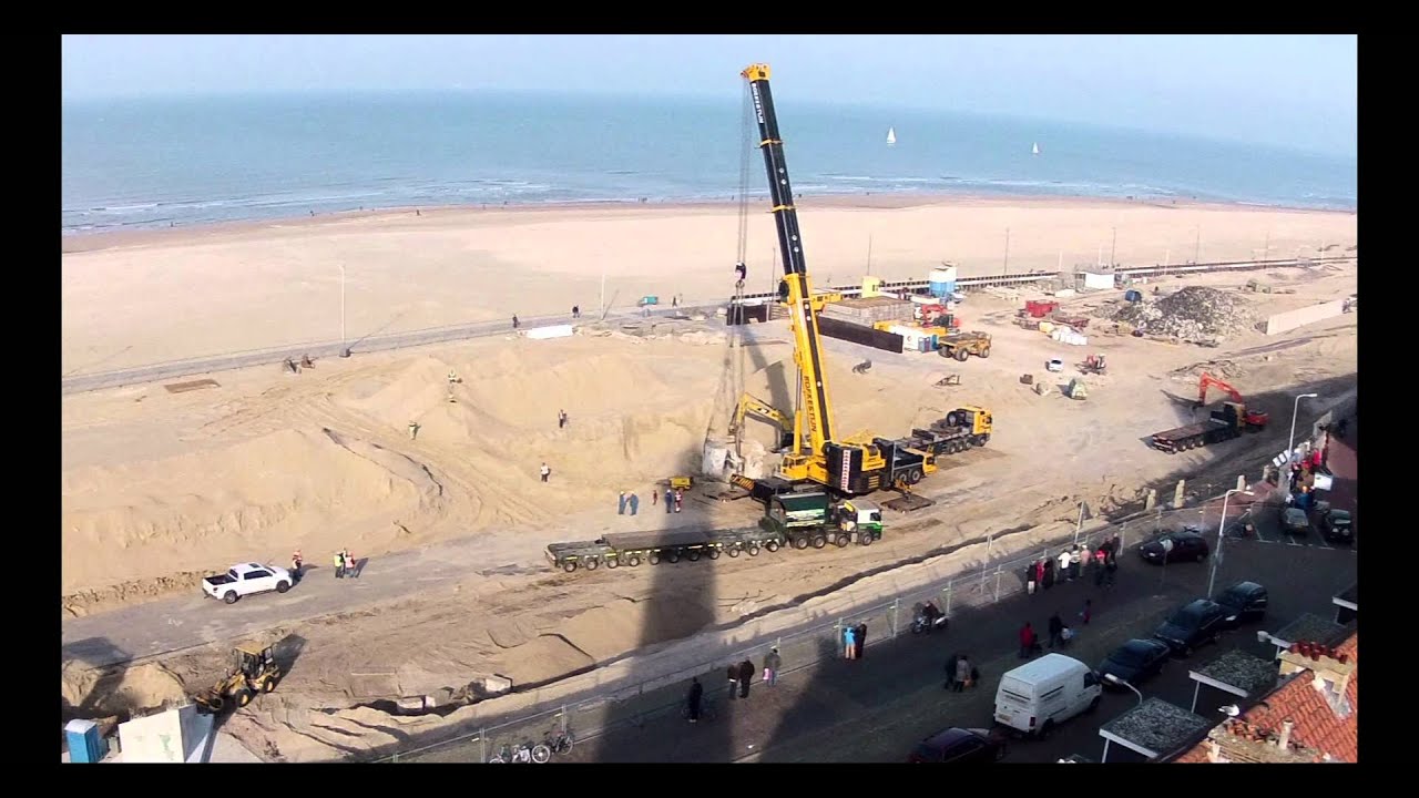 Verplaatsen bunker op boulevard Scheveningen - YouTube
