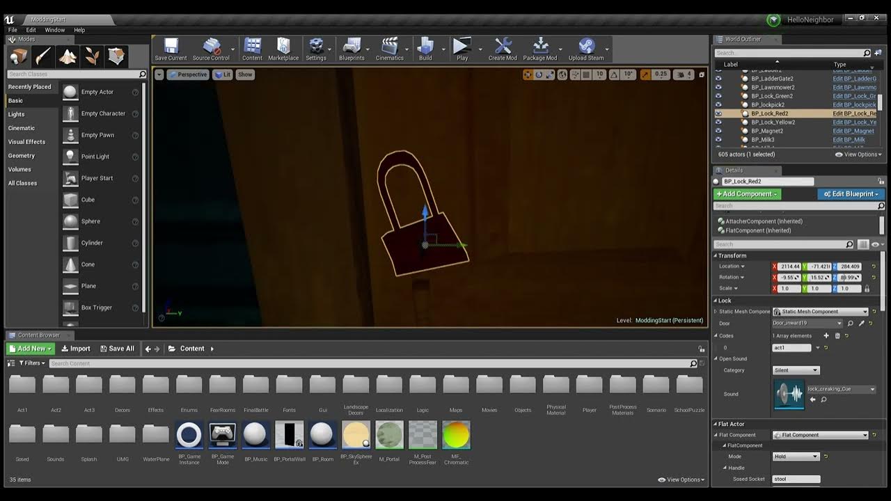 How To Set Up Locks And Keys In Hello Neighbor Modkit - YouTube