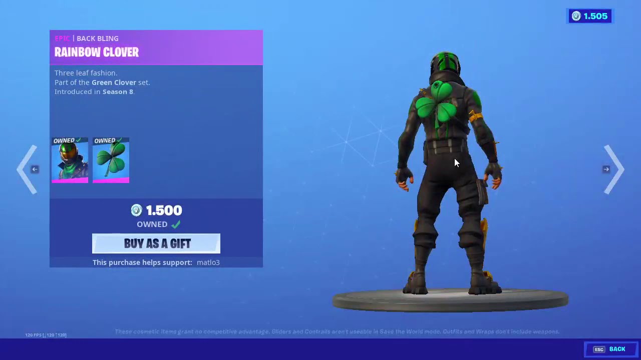 Fortnite today item shop 3/15/2021 Rainbow clover Back Bling Back - YouTube