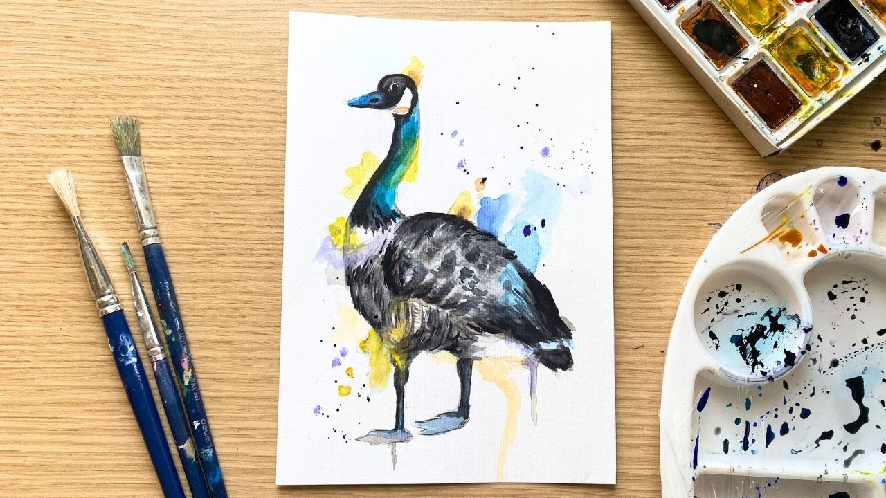 How To Paint A Goose | Watercolor painting for beginners step by step ...