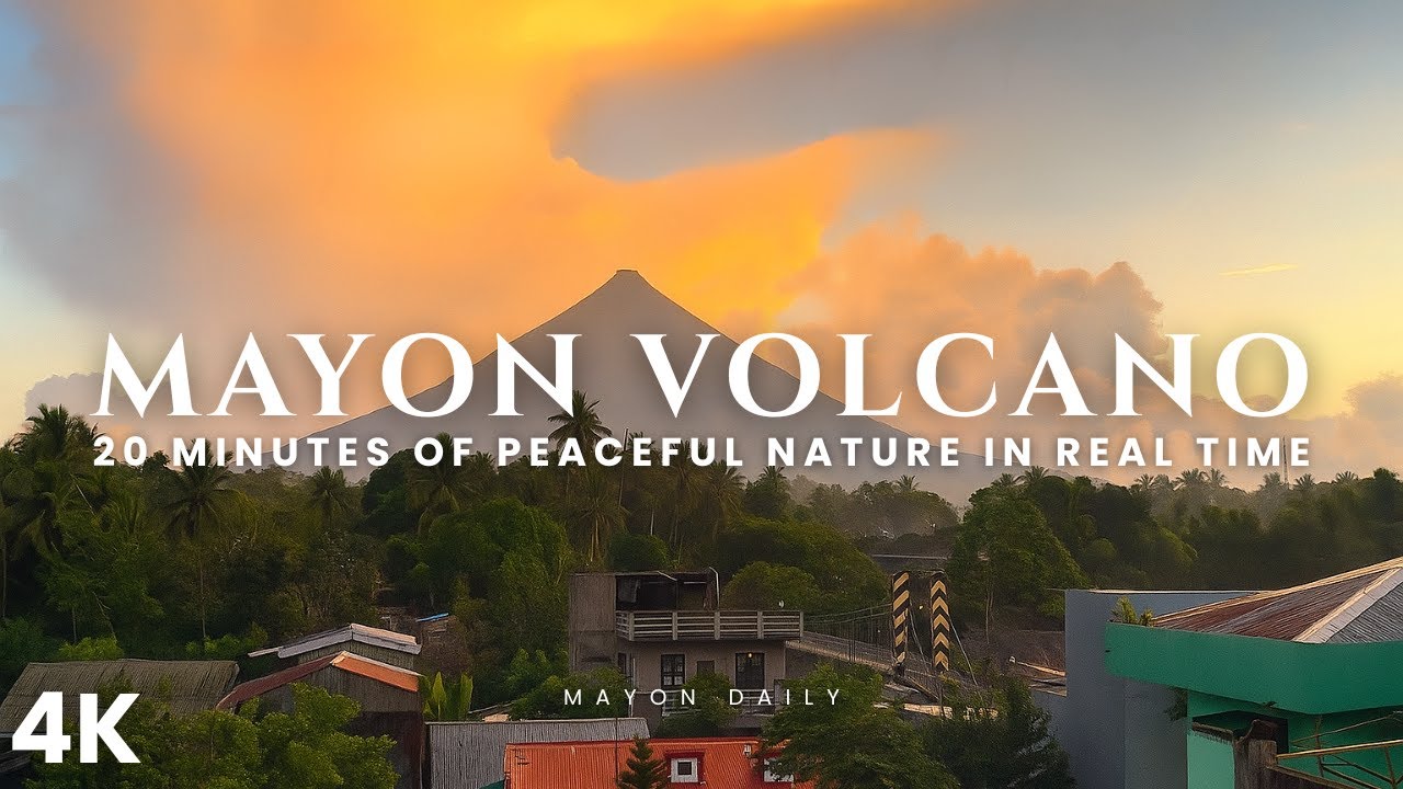 Mayon Volcano Sunrise 4K Peaceful Nature Relaxation Film with Birds ...