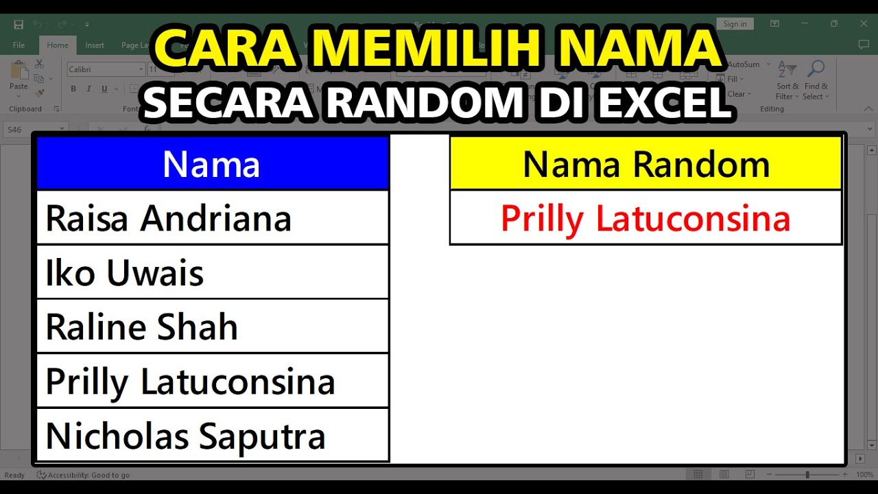 Cara Memilih Nama Secara Random di Excel | Mudah dan Cepat! - YouTube