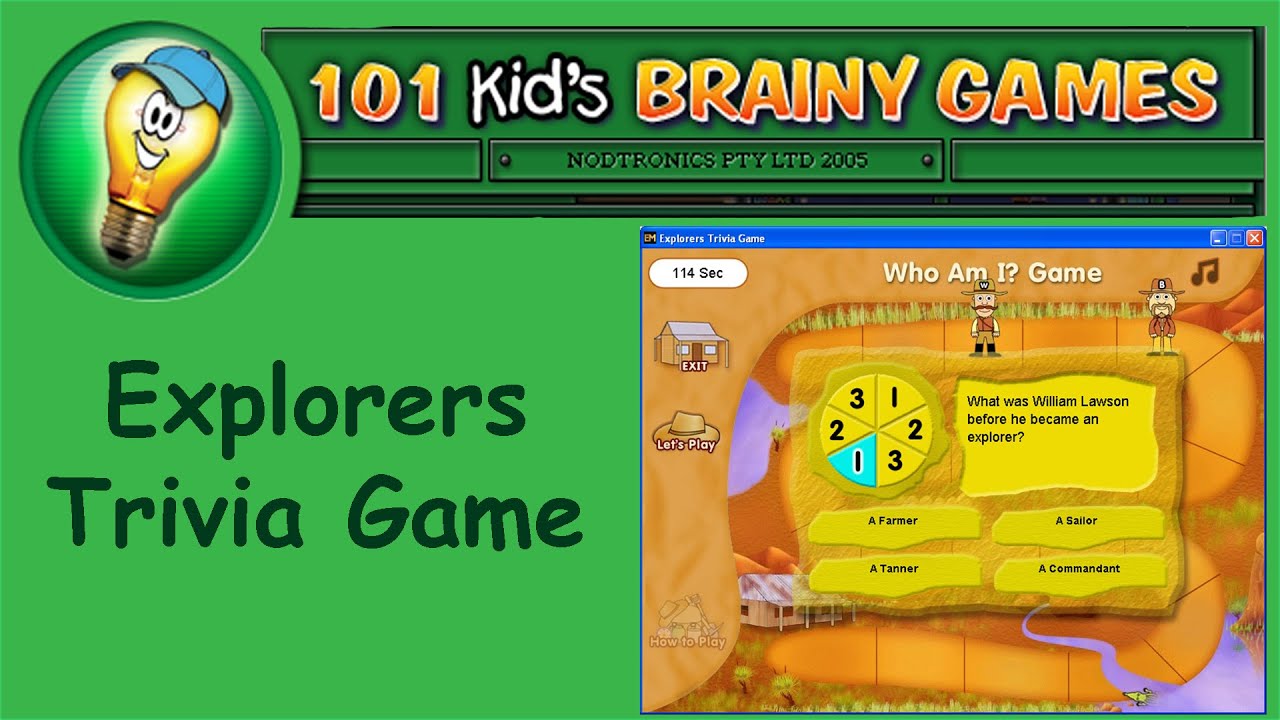 101 Kid's Brainy Games - Explorers Trivia Game - YouTube