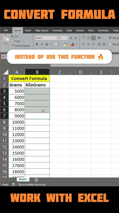 How to Convert grams to kilograms in excel #shorts #short #trending #excel #exceltutorial # ...