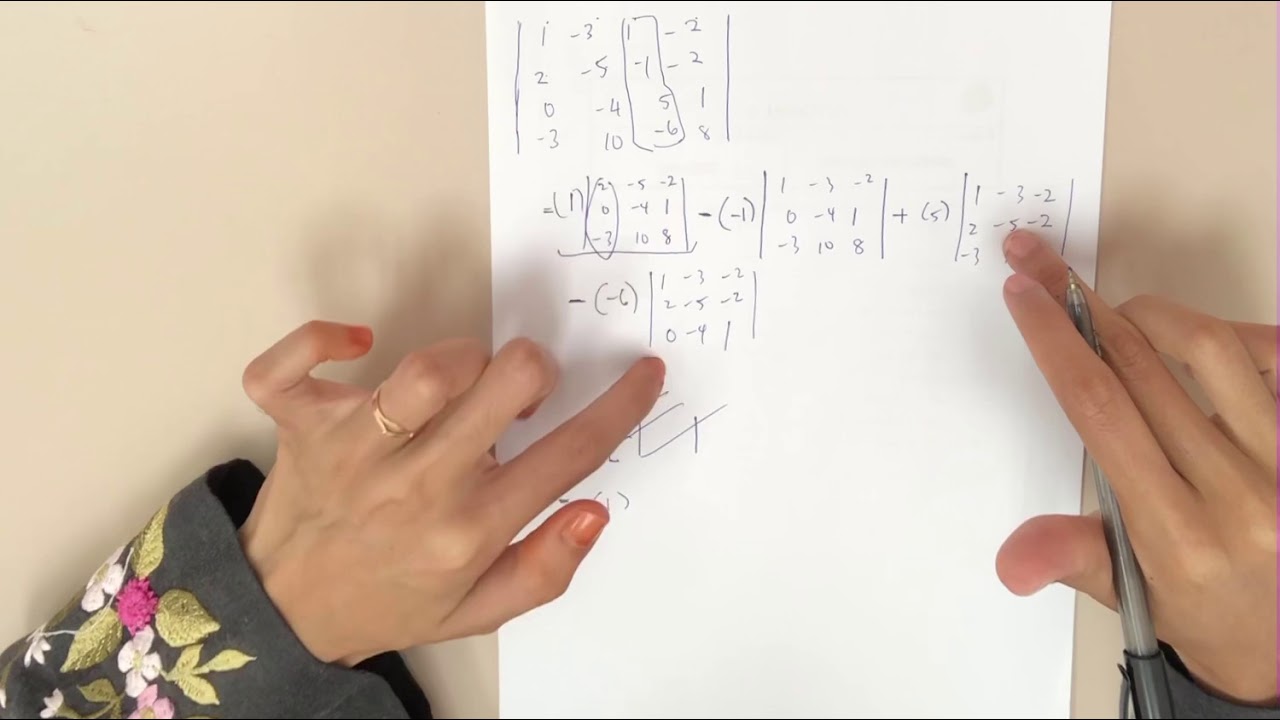 Matrices - Determinant 4x4 (exercise 1.3 continue) - YouTube