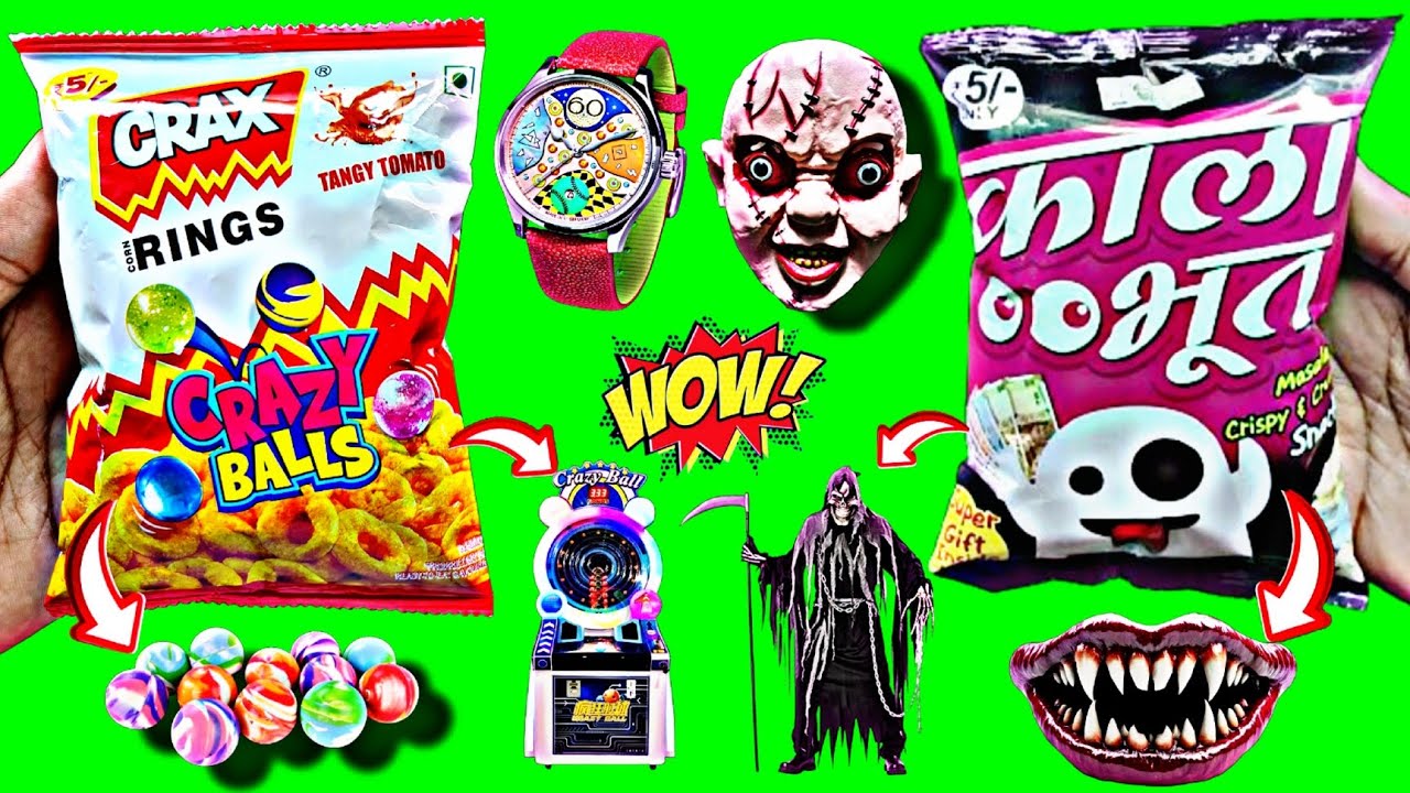 Crax Rings Crazy Balls Vs Kala Bhoot Snacks With Free Gift Inside ...