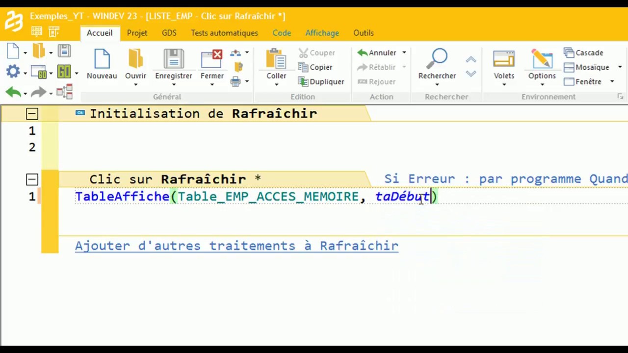 Le champ table dans Windev - YouTube