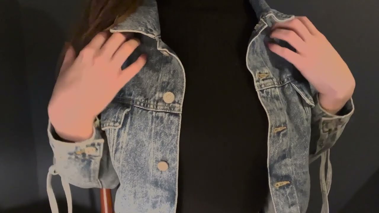 1 HOUR ASMR Slow fabric scratching on my denim jean jacket 💕 Repetitive ...