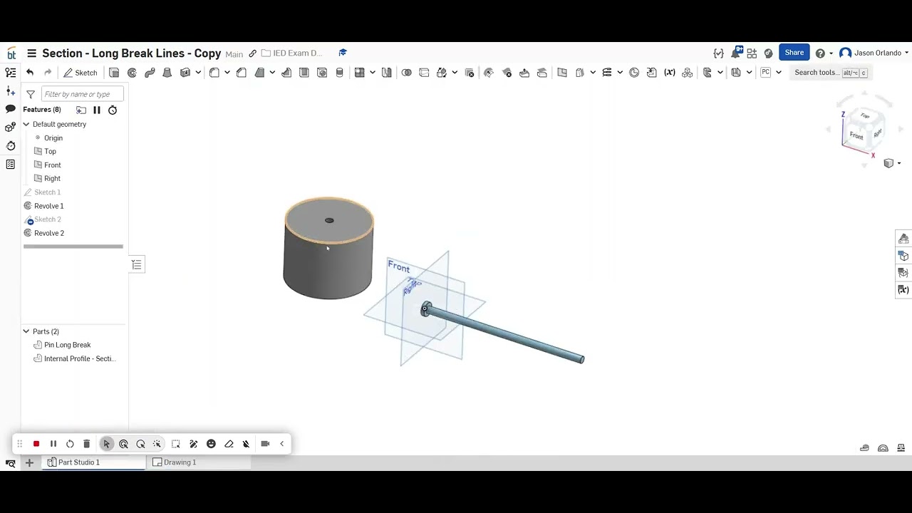 Long Break and Section Views in Onshape Drawing - YouTube