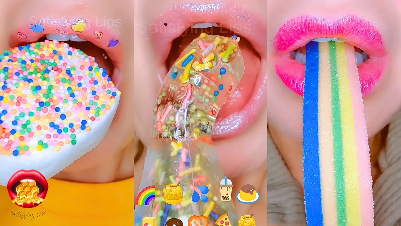 ASMR Satisfying Eating Rainbow Foods 🌈🍭 Mukbang 먹방 - YouTube