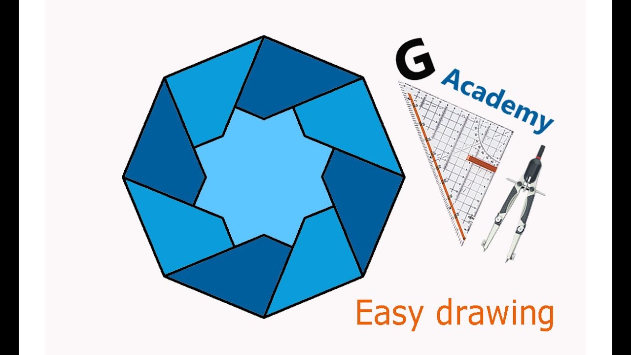Regular Octagon star, how to draw it , easy drawing tutorial, Islamic ...