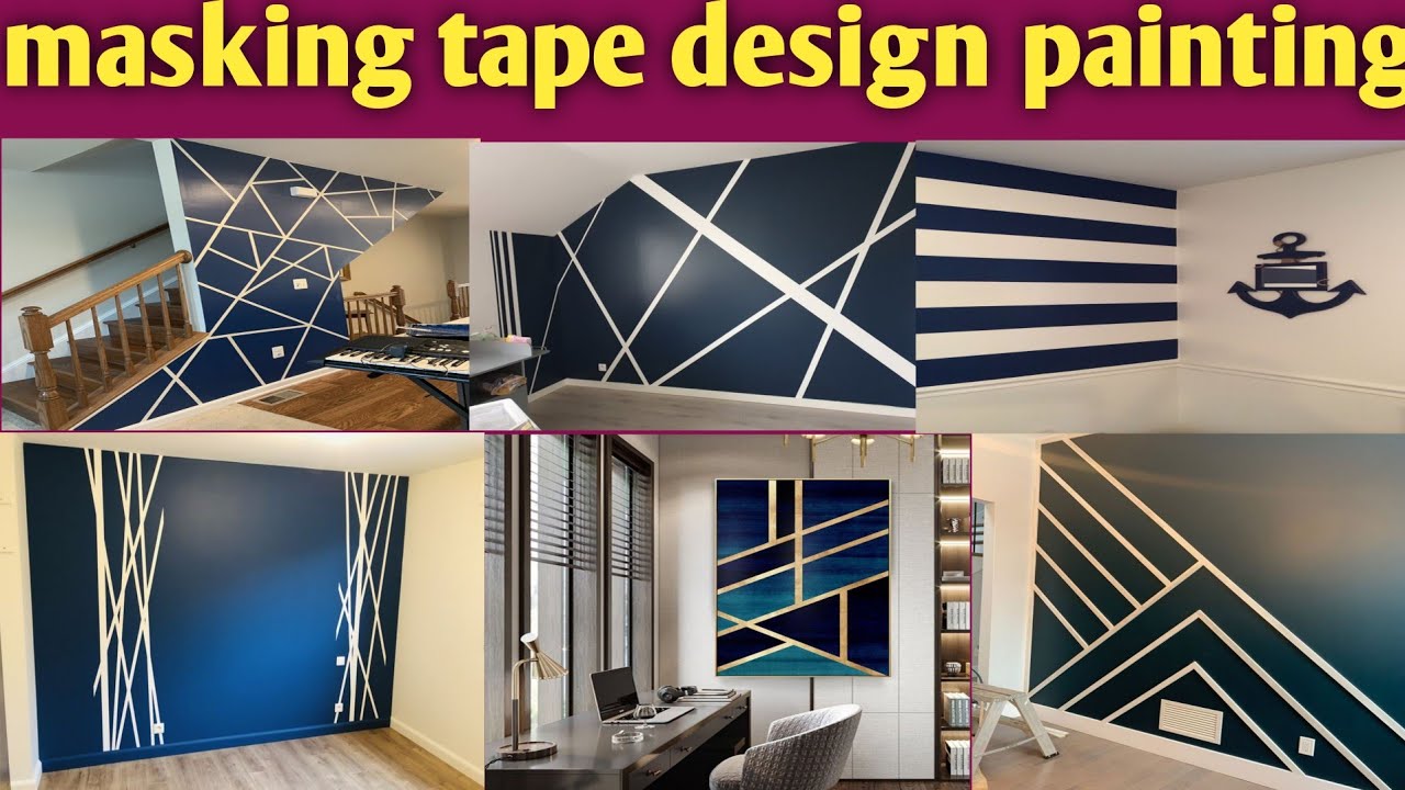 masking tape painting designs | masking tape wall colour - YouTube