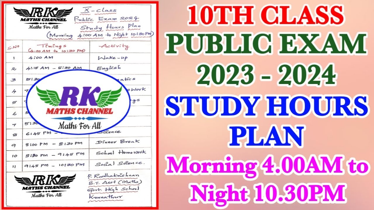 TN 10th Class|Public Exam 2024|STUDY HOURS PLAN 2024|Very Useful for ...