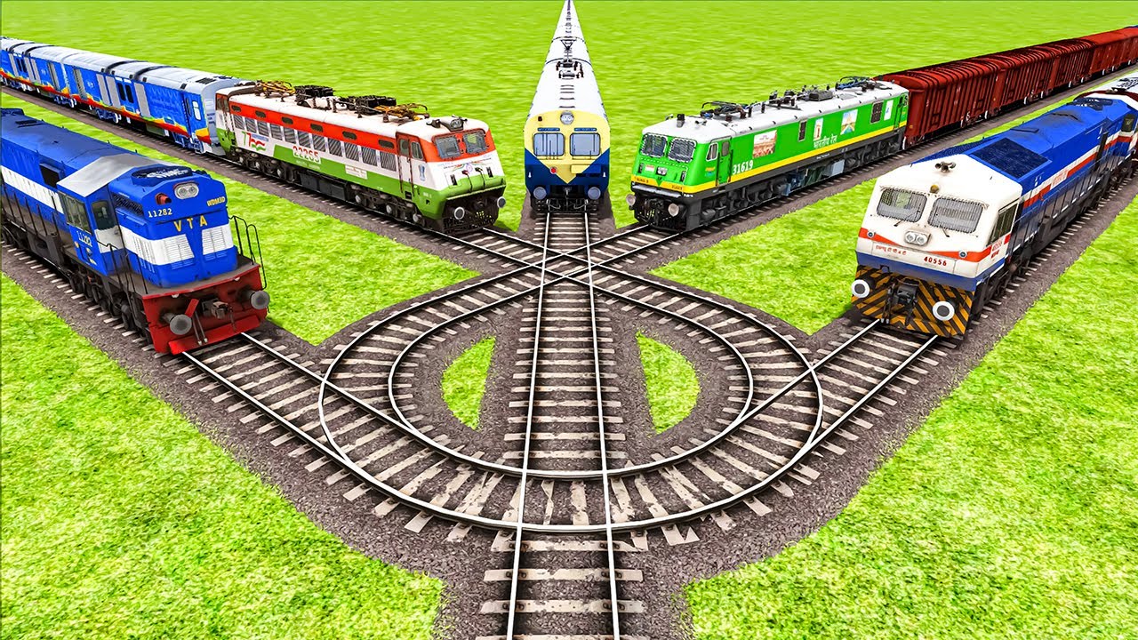 Five 360 Degree U Shape Overlapping Rail Tracks Vs High Speed Trains ...