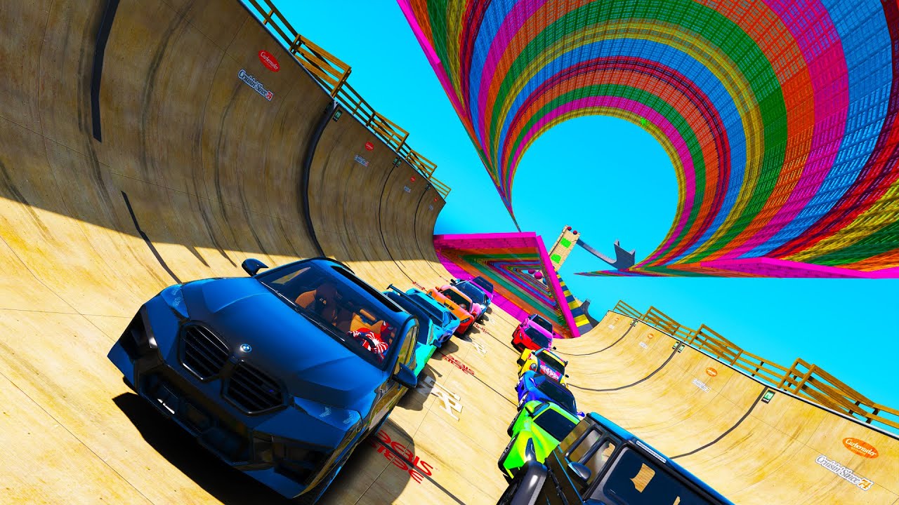 Rainbow Race time Ramps mod GTA 5 BMW X5M facelift Across the Spider ...