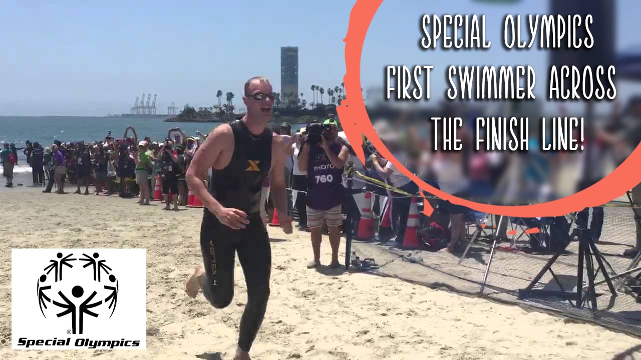 1st Swimmer to Cross the Finish Line in the Special Olympics Open Water ...