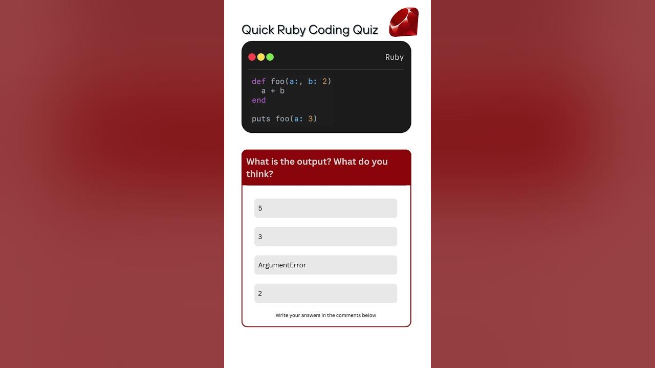 Quick Ruby Coding Quiz 4 | Talk.rb #coding #ruby #quiz #quiztime #challenge #codereview - YouTube