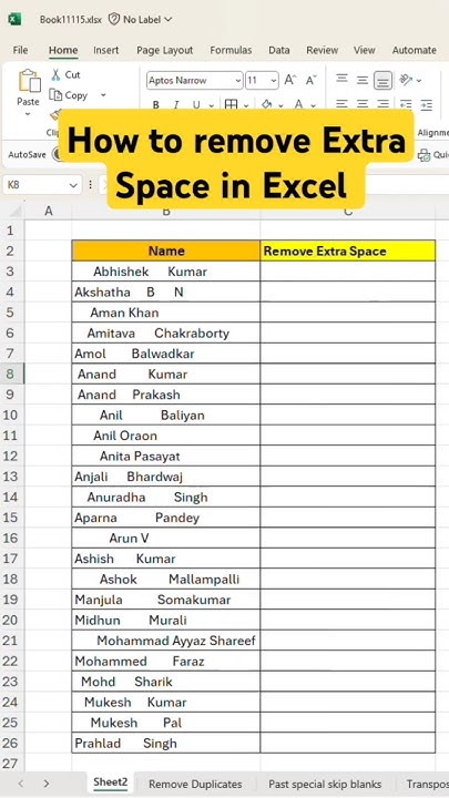 How to remove extra space #excel #learnexcelformulas #exceltricks #exceltips # #dataextractor ...