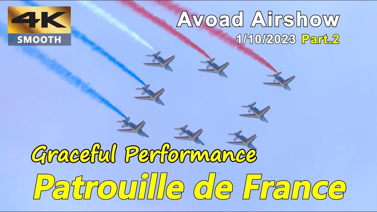 French Air Force Patrouille de France Aerobatic Team flying display ...