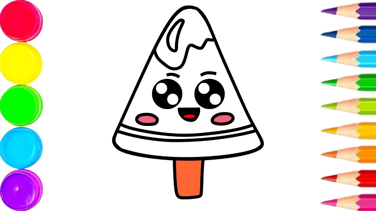 How to Draw and Paint a Watermelon Ice Cream Quickly || toddlers ...