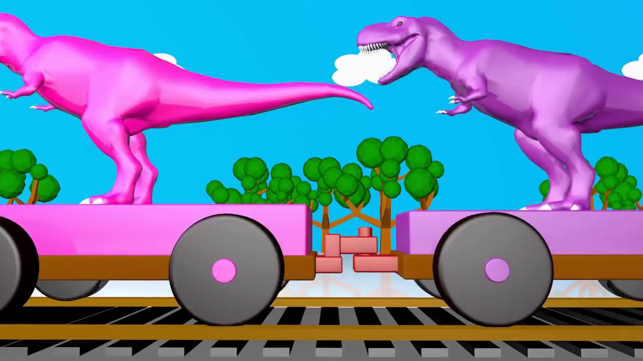 Trains for Children's Kids and Toddlers! Learning Colors with DINOSAURS ...