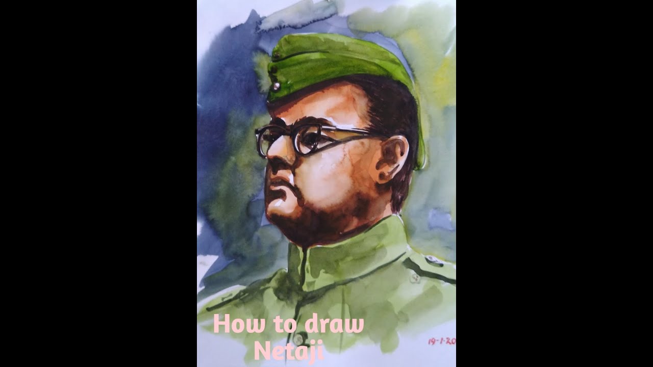 Potrait painting of Netaji on a plain paper - YouTube