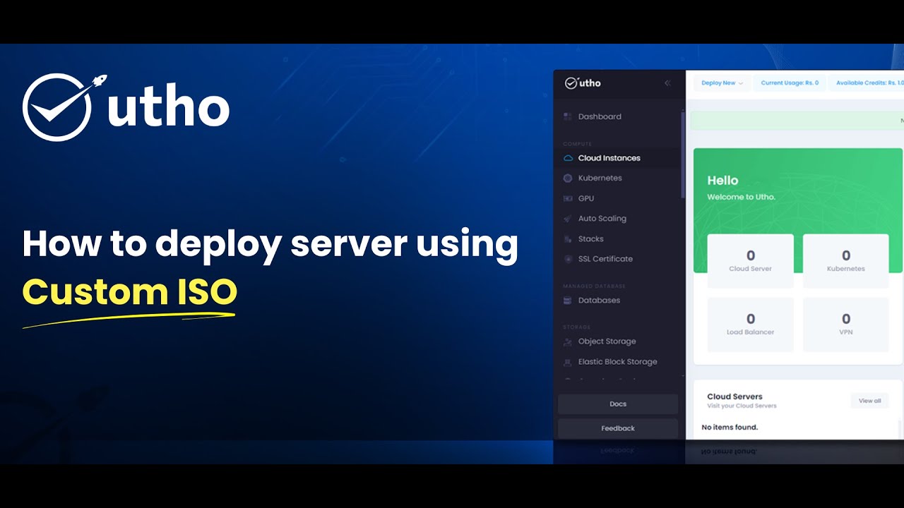 How to Deploy a Server Using a Custom ISO on Utho Cloud - YouTube