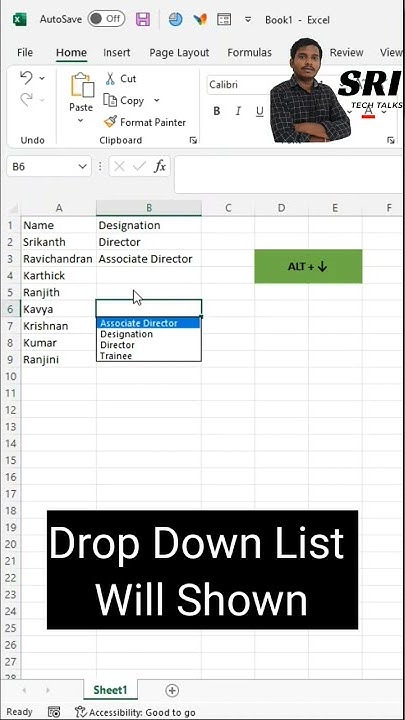 Shortcut For Quick Drop Down List In Excel - YouTube
