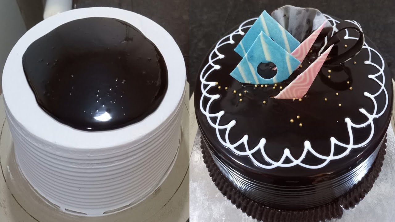 2 Kg Dar Chocolate Design Cake Banana Sikhen || Make Dark Chocolate ...