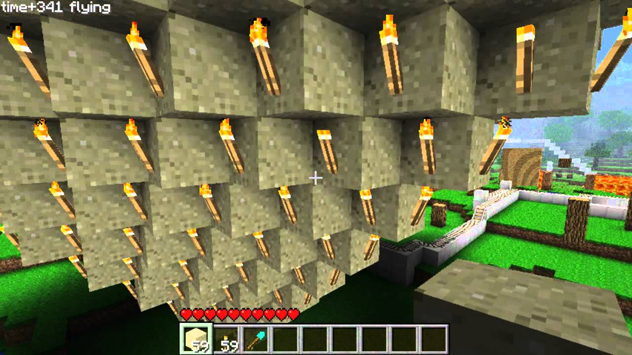 Minecraft : 3D Diamond Structure Made Out Of Sand and Torches - YouTube