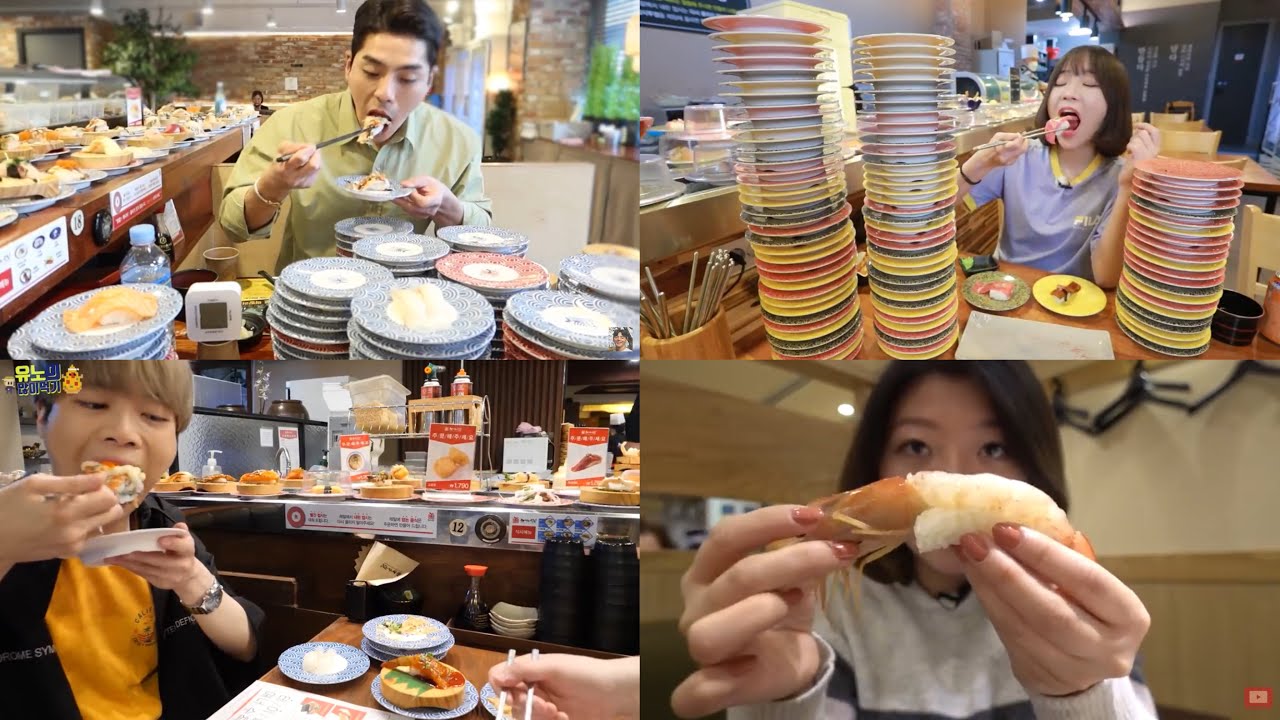 CONVEYOR BELTS SUSHI MUKBANG🍣🍤 ft.MUKBANGERS - YouTube