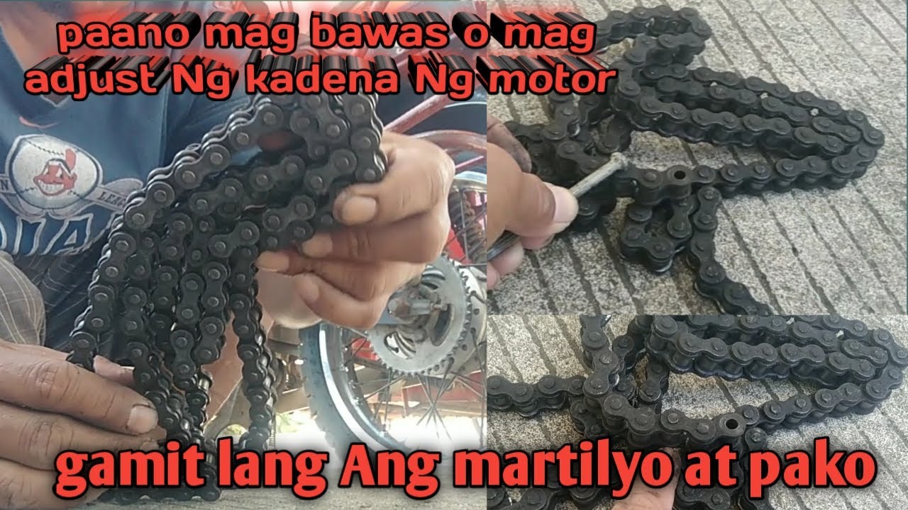 Paano mag adjust O bawasan aNg kadena Ng motor gamit Ang martilyo at ...