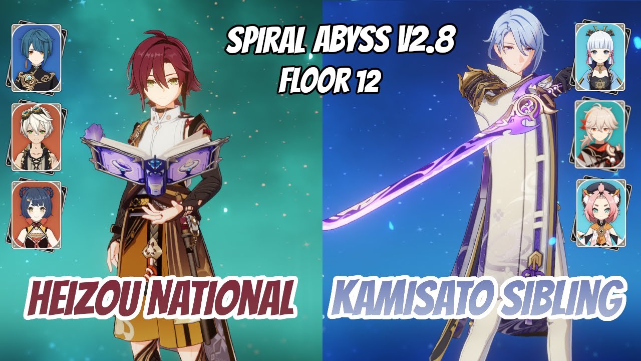 Full EM Heizou National & Kamisato Siblings Abyss v2.8 Floor 12 (9 ...