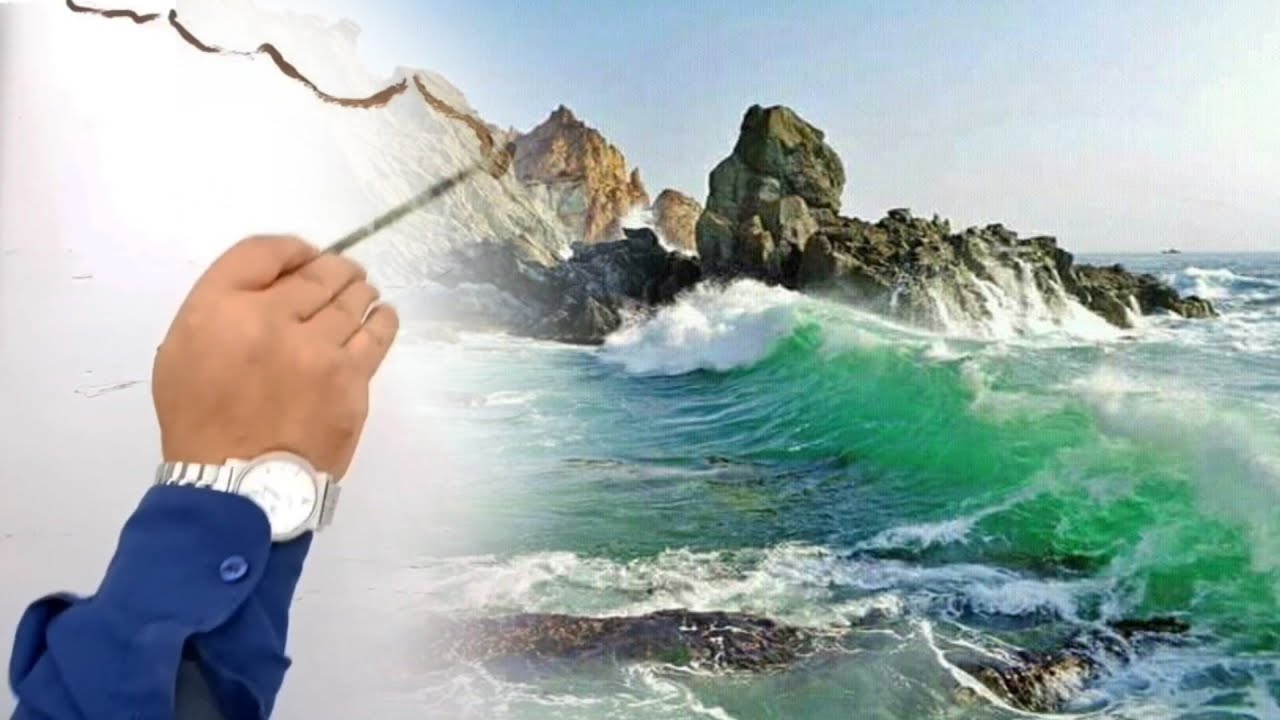 Acrylic tutorial _Rocks and sea waves acrylic canvas painting ...