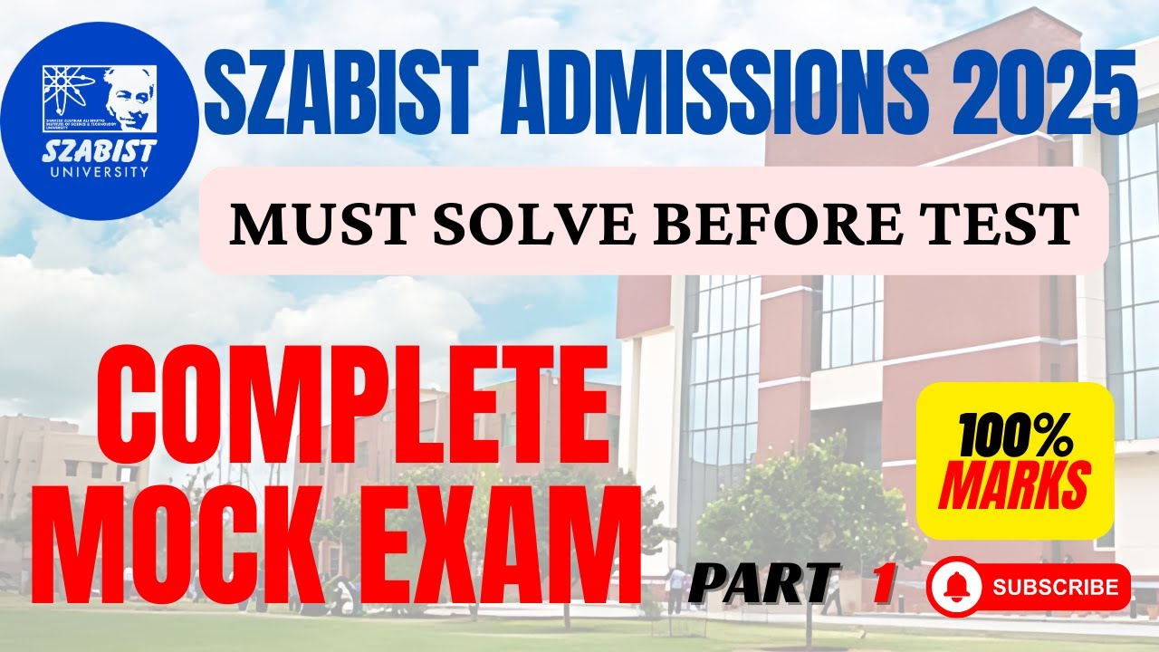 SZABIST Admissions 2025 | Entrance Test Preparation | Complete Mock ...