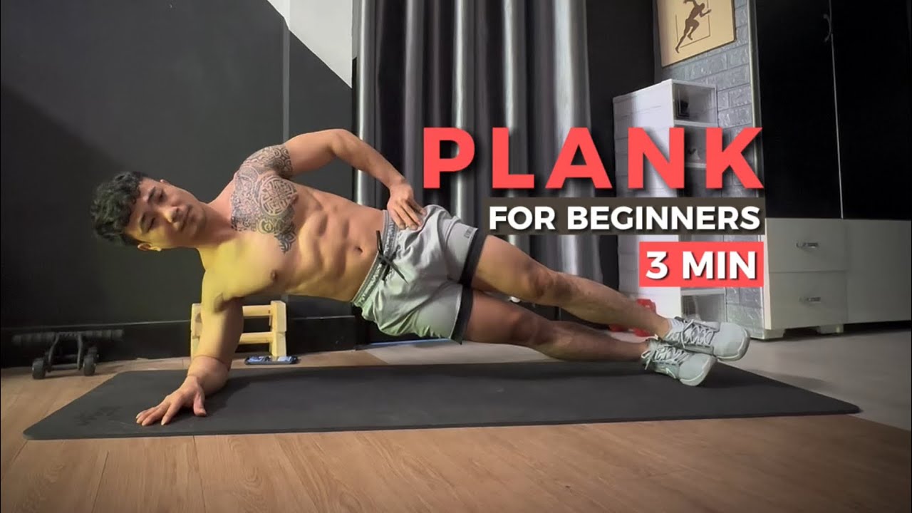 PLANK EXERCISES FOR BEGINNER - 3 Minutes ABS WORKOUT AT HOME - YouTube