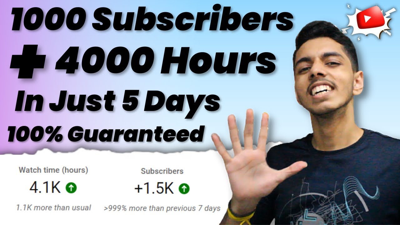 Complete 4000 Hours Watchtime + 1000 Subscribers In Just 5 Days (100% ...