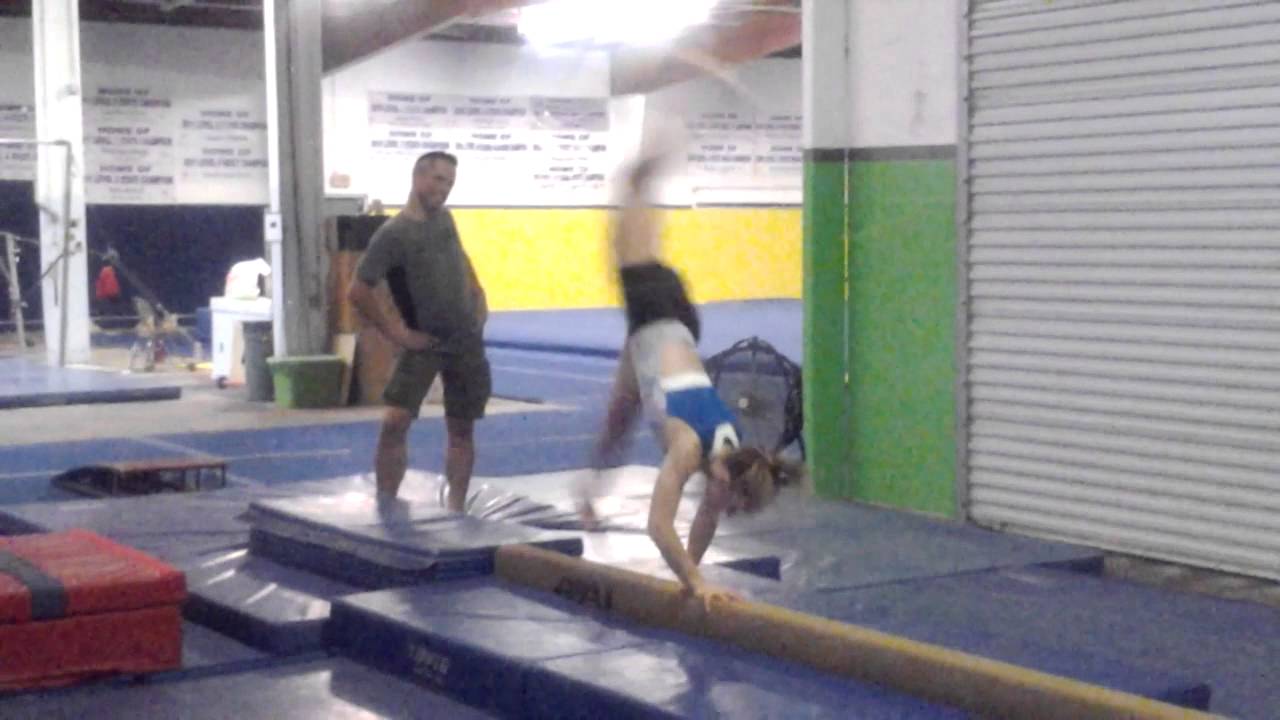 JP back handspring layout stepout - YouTube