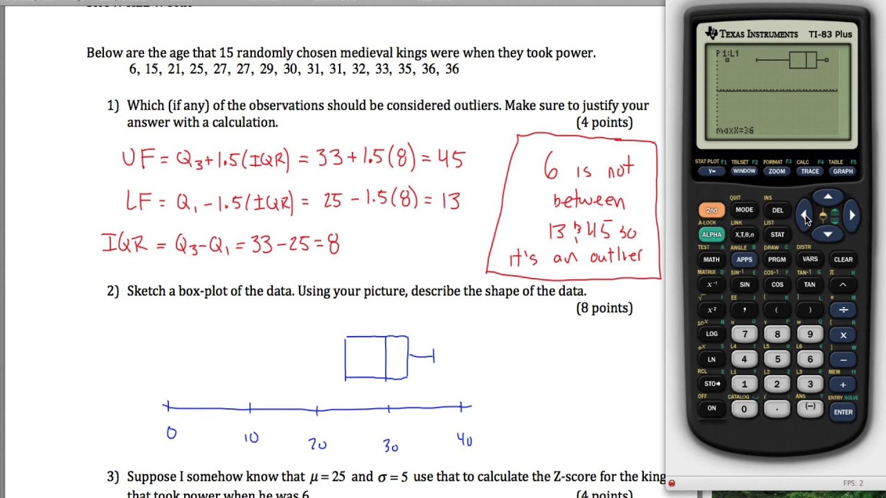 Box Plot Z Score Percentiles Quiz YouTube
